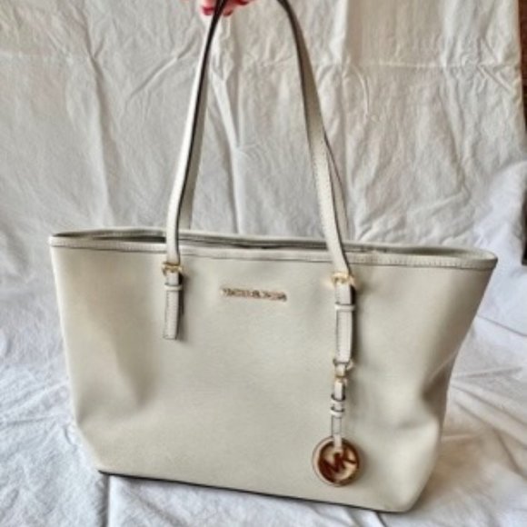 MICHAEL Michael Kors | Bags | Michael Kors Ivory Leather Jet Set ...